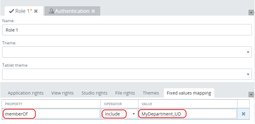 Define role mapping with Fixed Value mapping