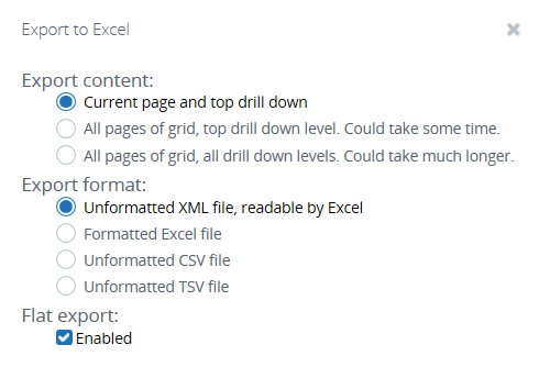 Export a chart to Excel