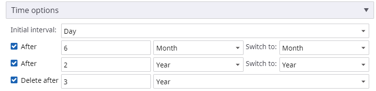 Time options for saved metrics