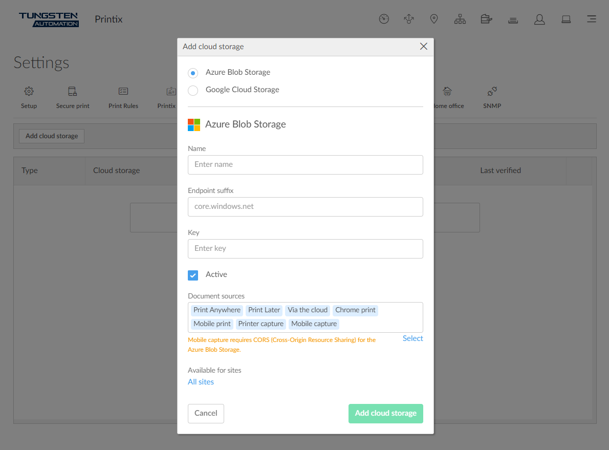 How to add Azure Blob Storage