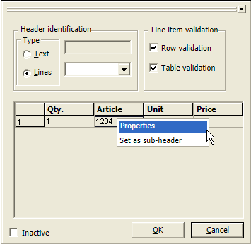 Specify line item field definition settings