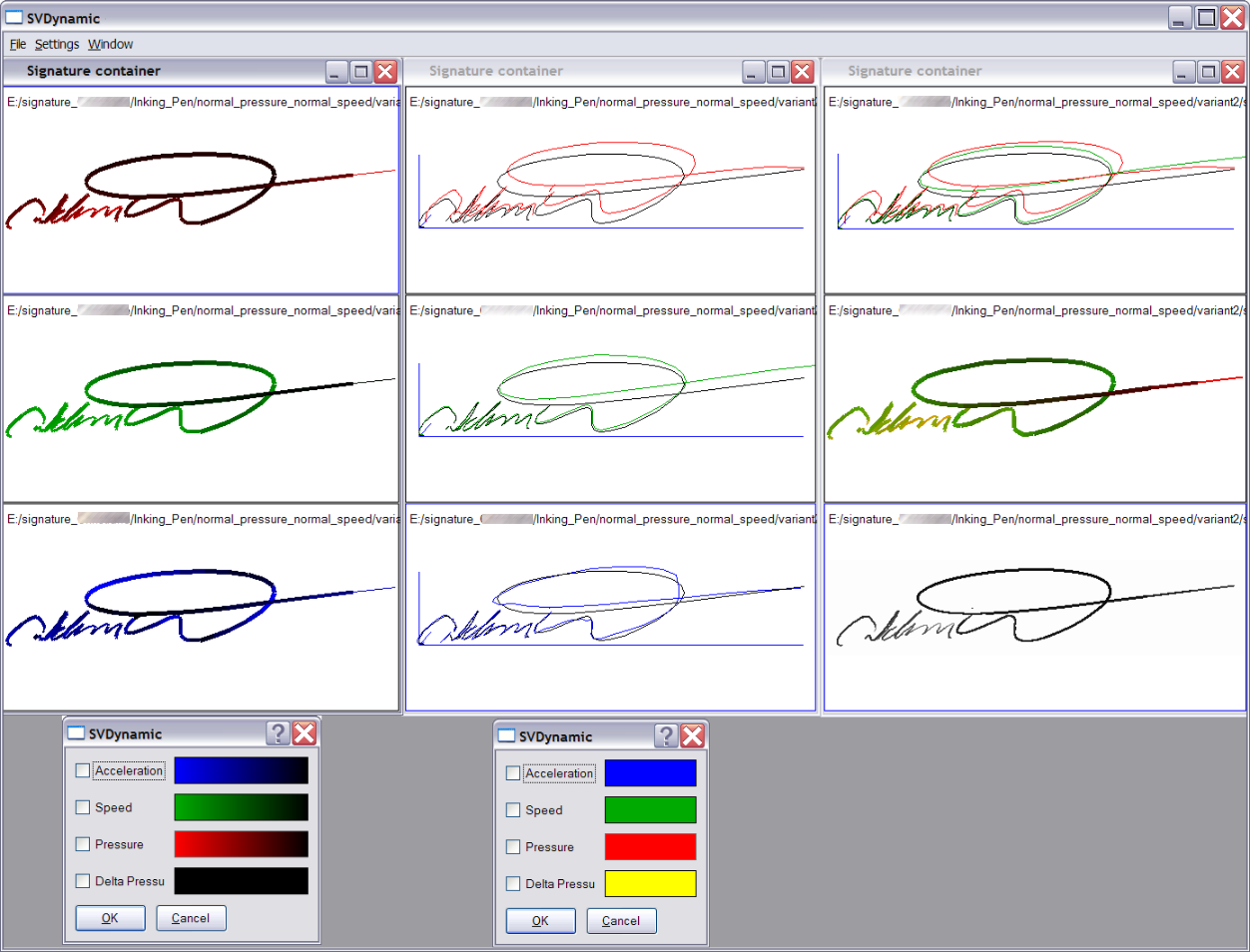 Sample signature views
