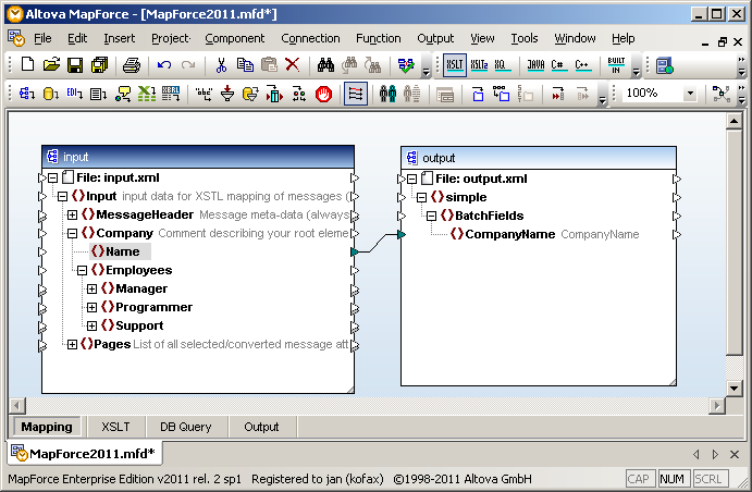 Use XSL transformation to map metadata and XML data